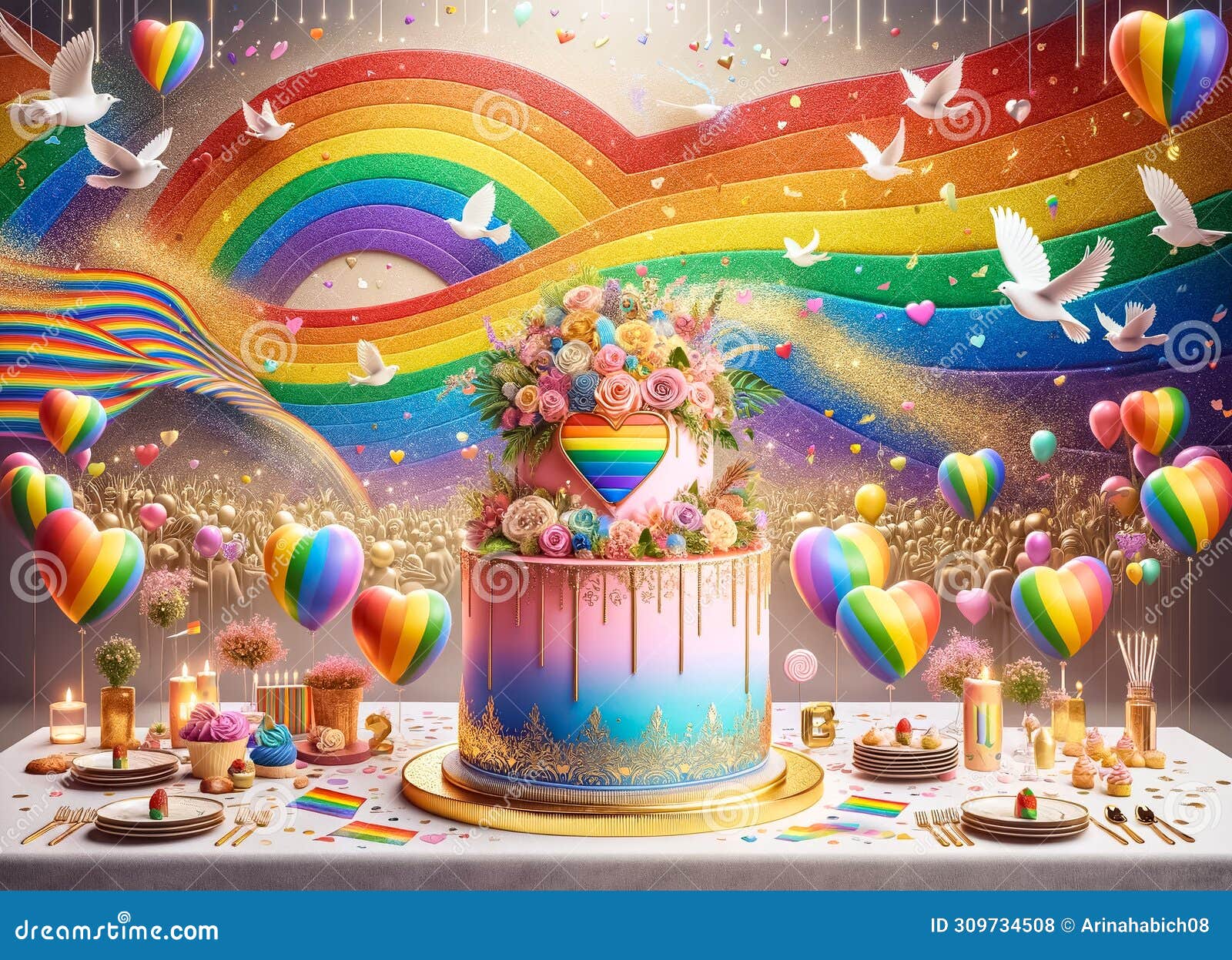 Vibrant Rainbow Layer Cake Celebrating LGBT Pride and Joy Stock Photo ...