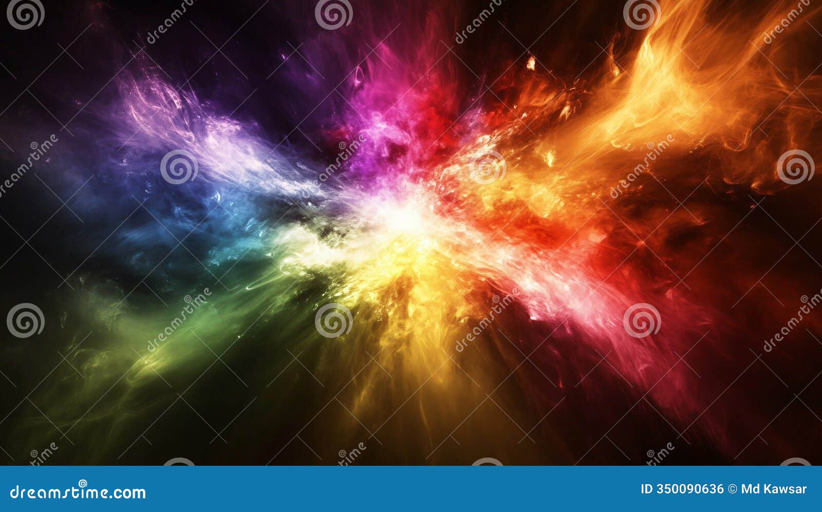 Vibrant Rainbow Nebula Cosmic Explosion AI Art High Quality Image Stock ...