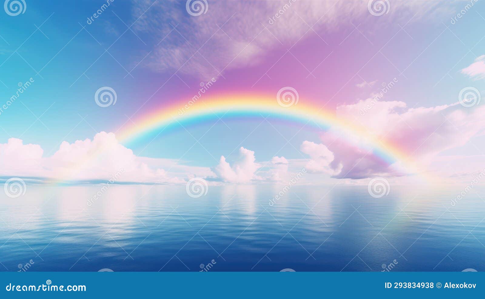Vibrant Rainbow Over Ocean and Land AI Generated Stock Photo - Image of ...