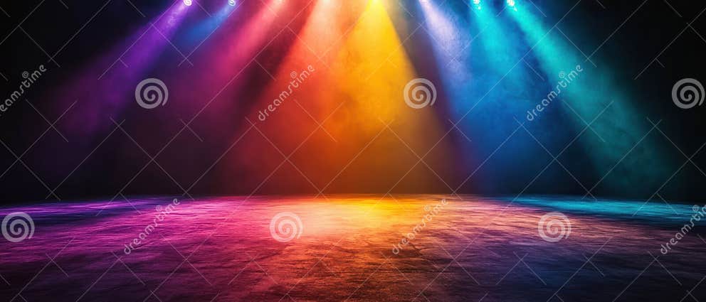 Vibrant Rainbow Spotlight Illuminates Stage, Creating Dynamic ...