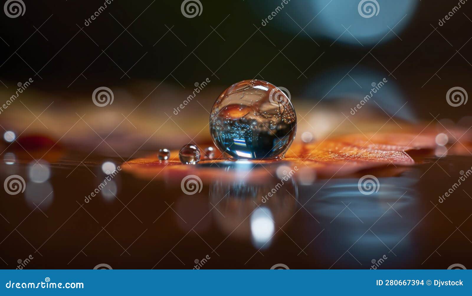 Vibrant Raindrop Sphere Reflects Beauty of Nature Wet Environment ...
