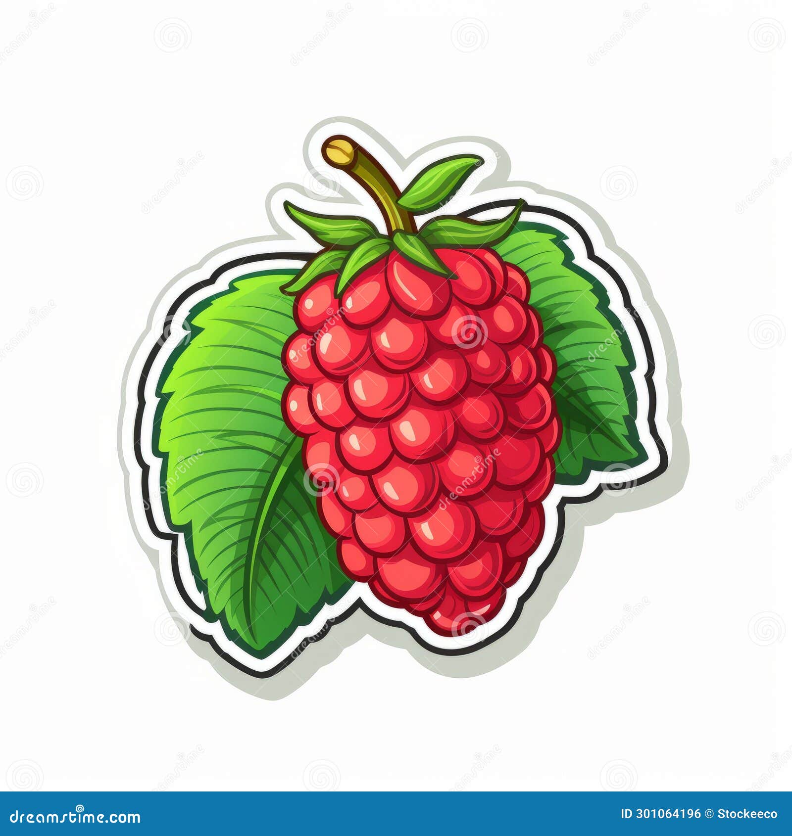 Vibrant Raspberry Sticker Illustration with Detailed Shading Stock ...