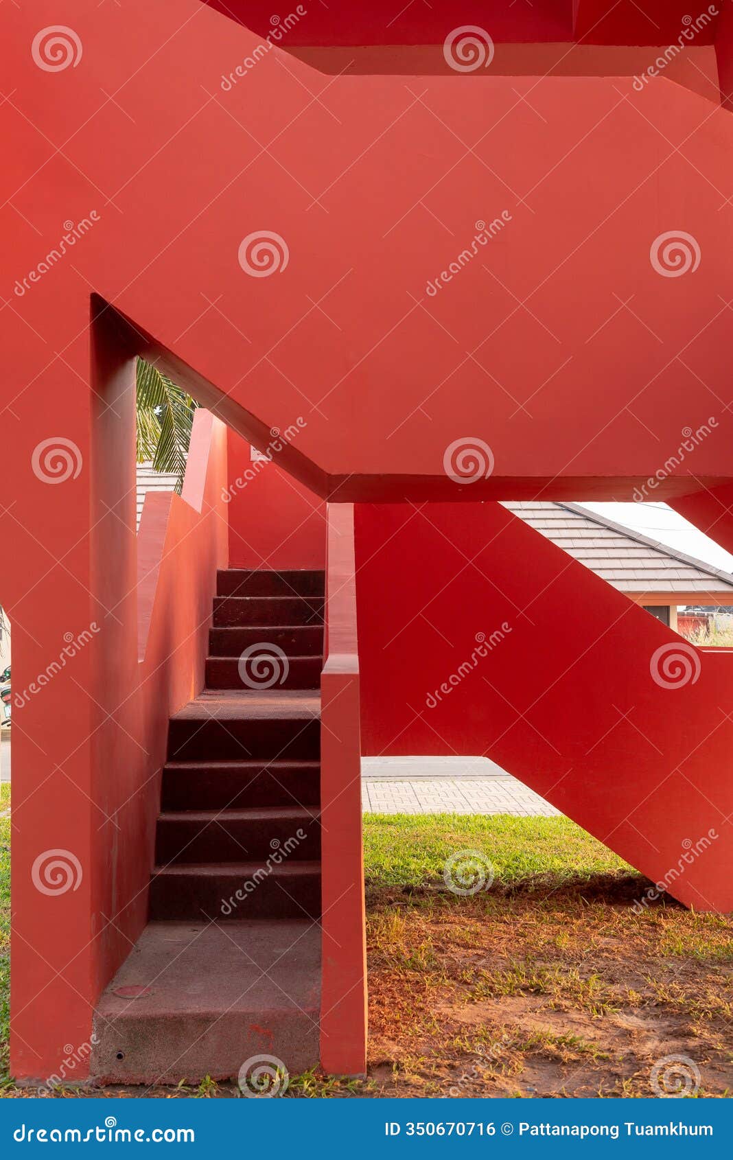 A Vibrant Red Architectural Structure, Angular Walls and a Set of ...