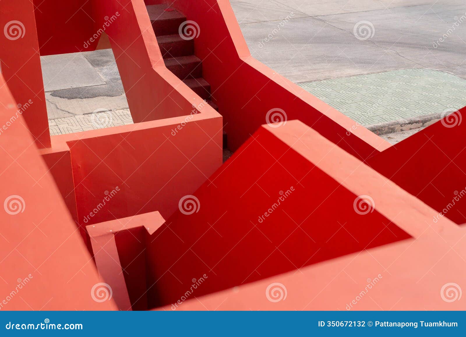 A Vibrant Red Architectural Structure, Angular Walls and a Set of ...