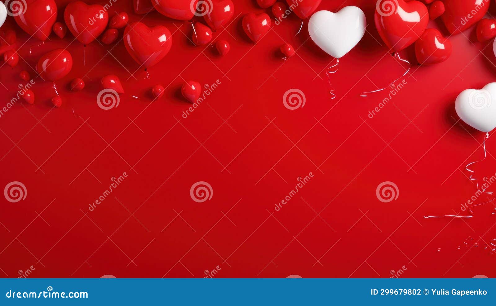 A Vibrant Red Background with Hearts and Balloons Scattered Across the ...