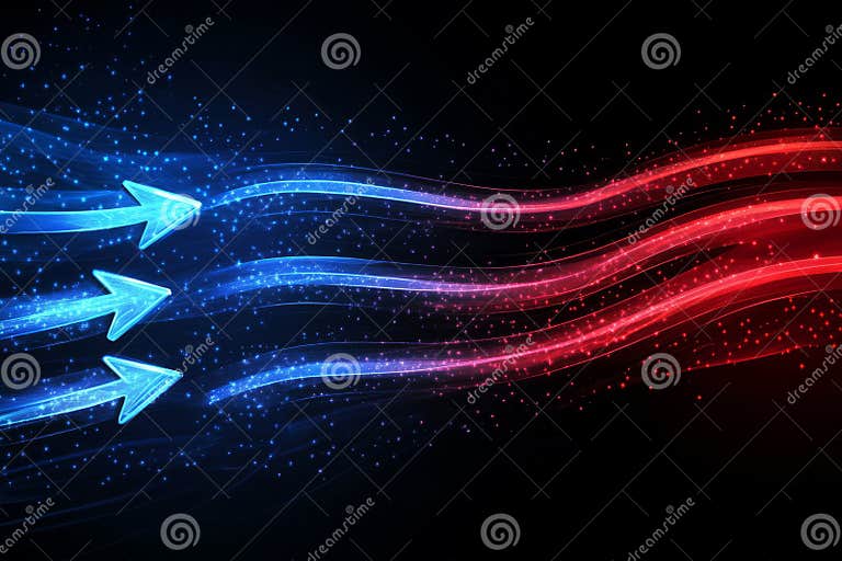 Vibrant Red and Blue Arrows in Dynamic Motion Creating an Engaging ...