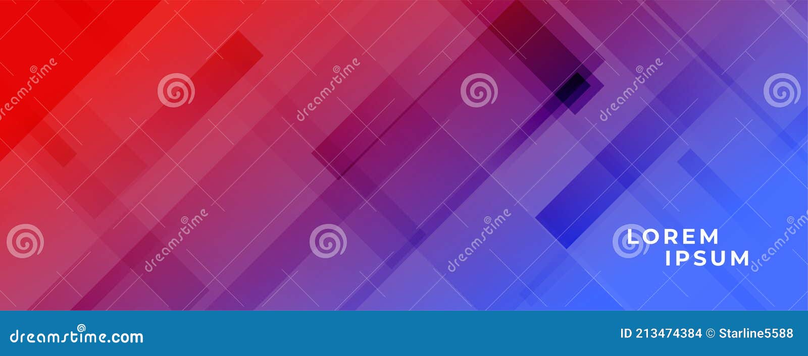 Vibrant Red and Blue Banner with Diagonal Lines Stock Vector ...