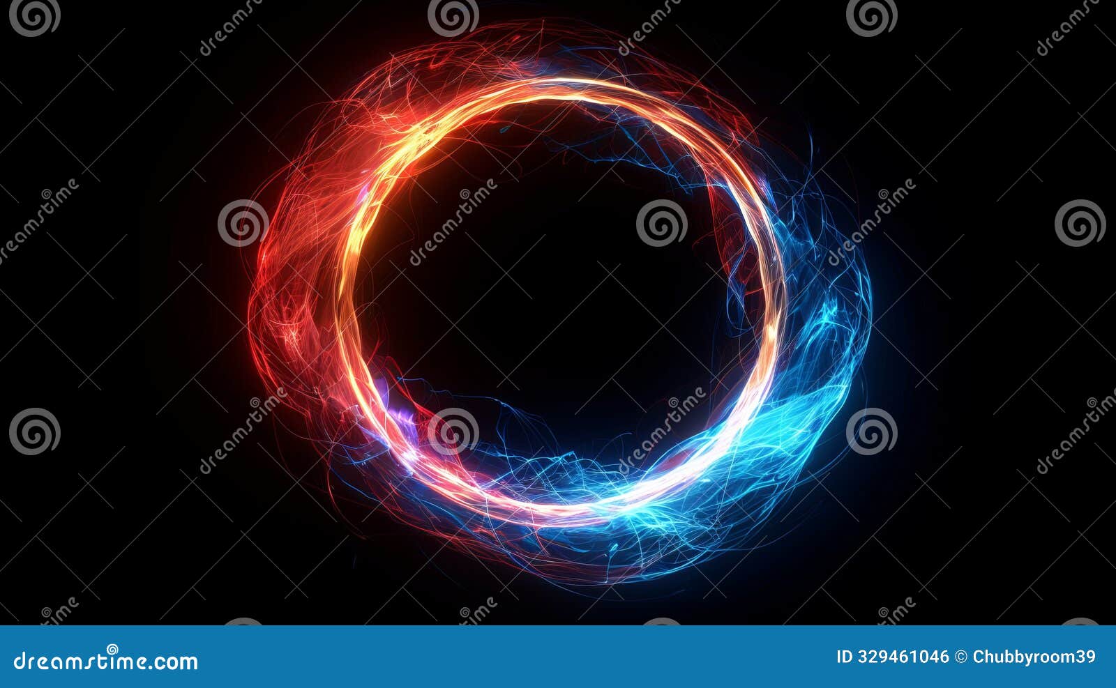 Vibrant Red and Blue Circle Flow of Energy on a Black Background. Stock ...