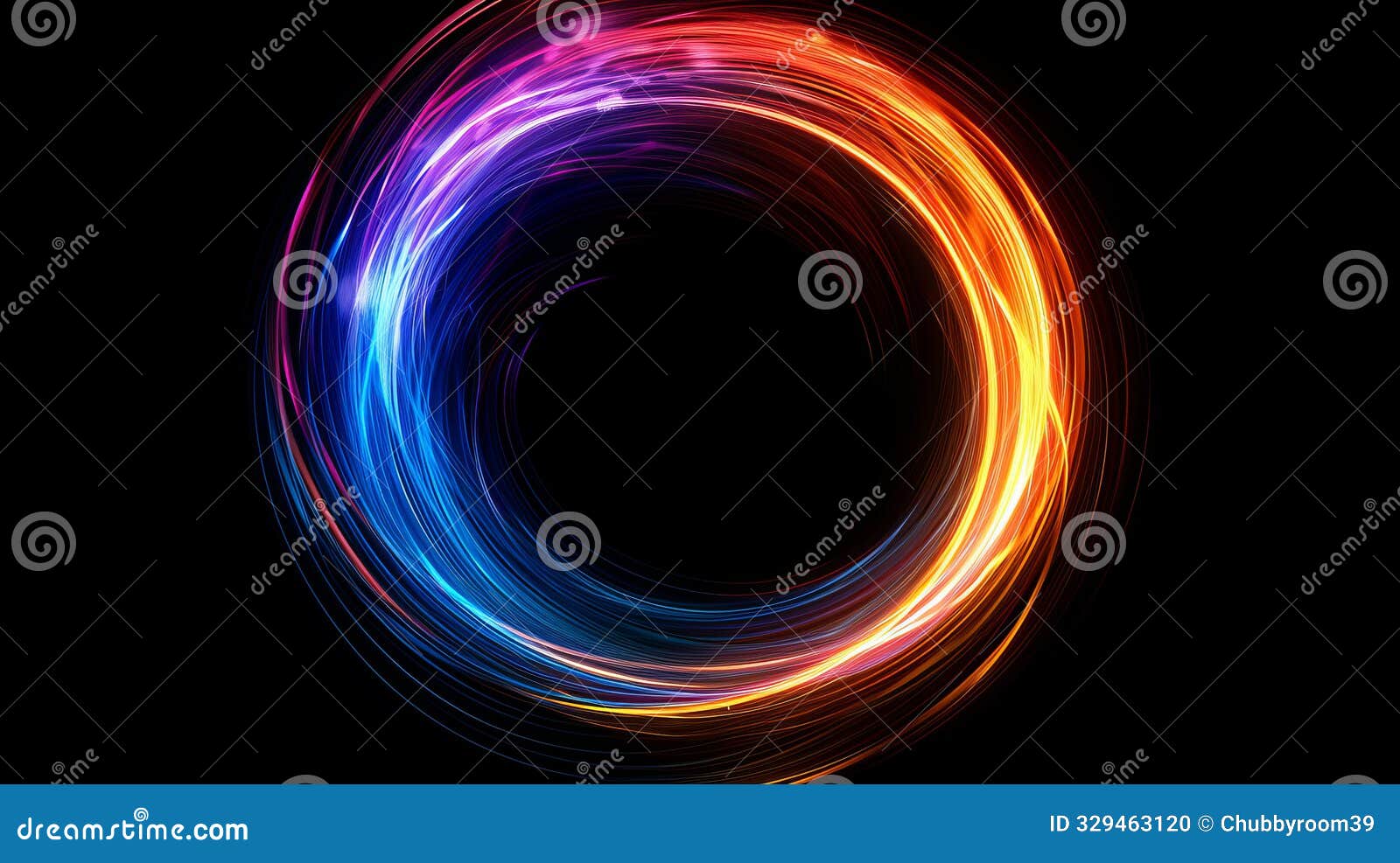 Vibrant Red and Blue Energy Flow in Circular Motion on Black Background ...