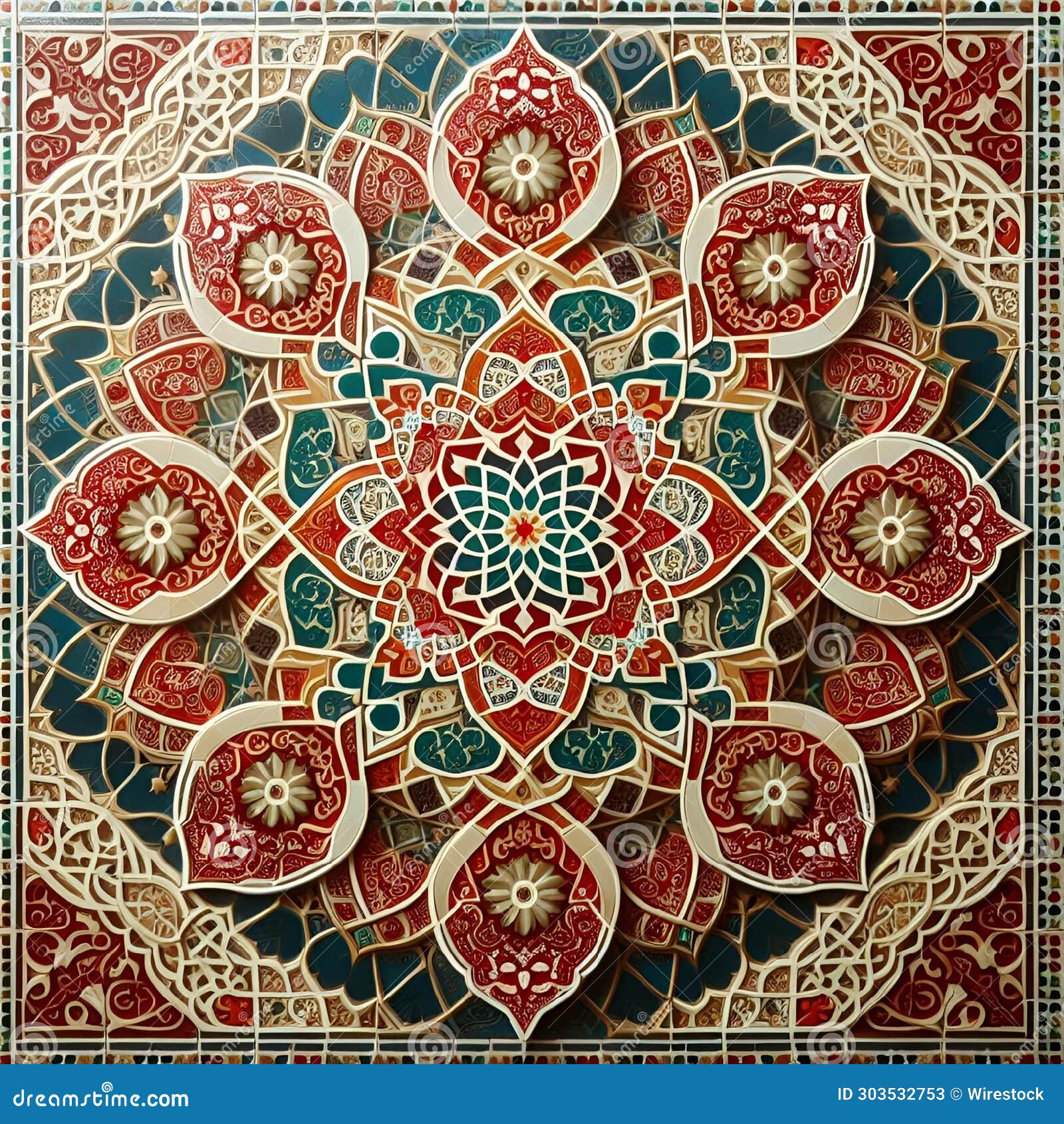Vibrant Red and Blue Tile Morocco Patterns Stock Image - Image of tiled ...