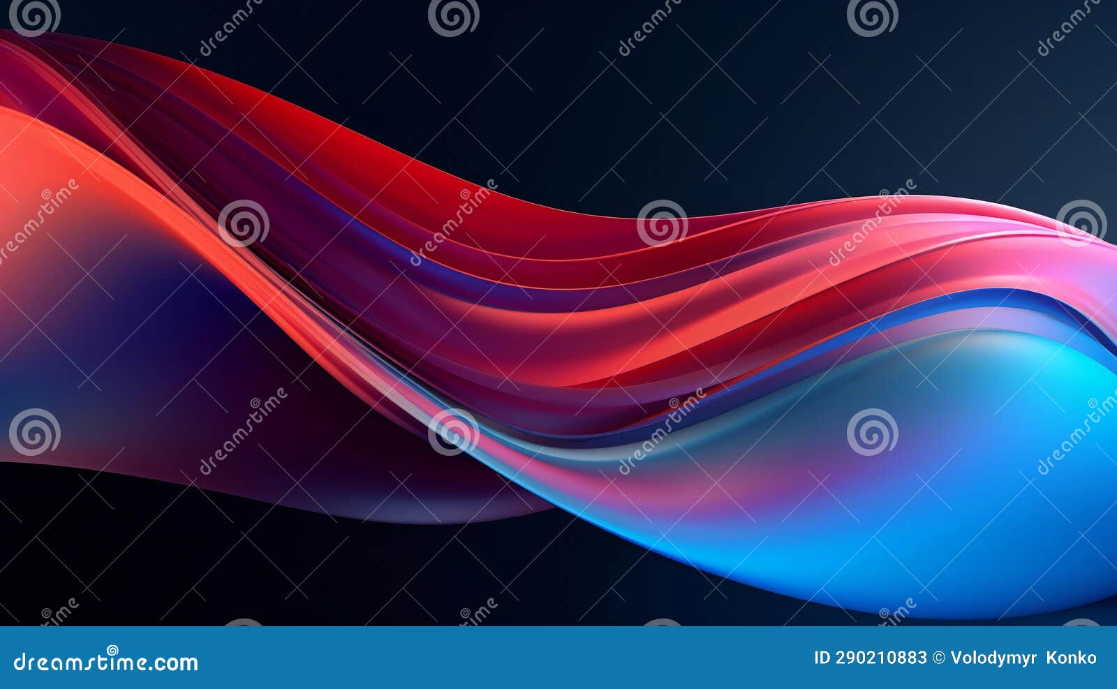 A Vibrant Red and Blue Wave on a Mesmerizing Black Background ...