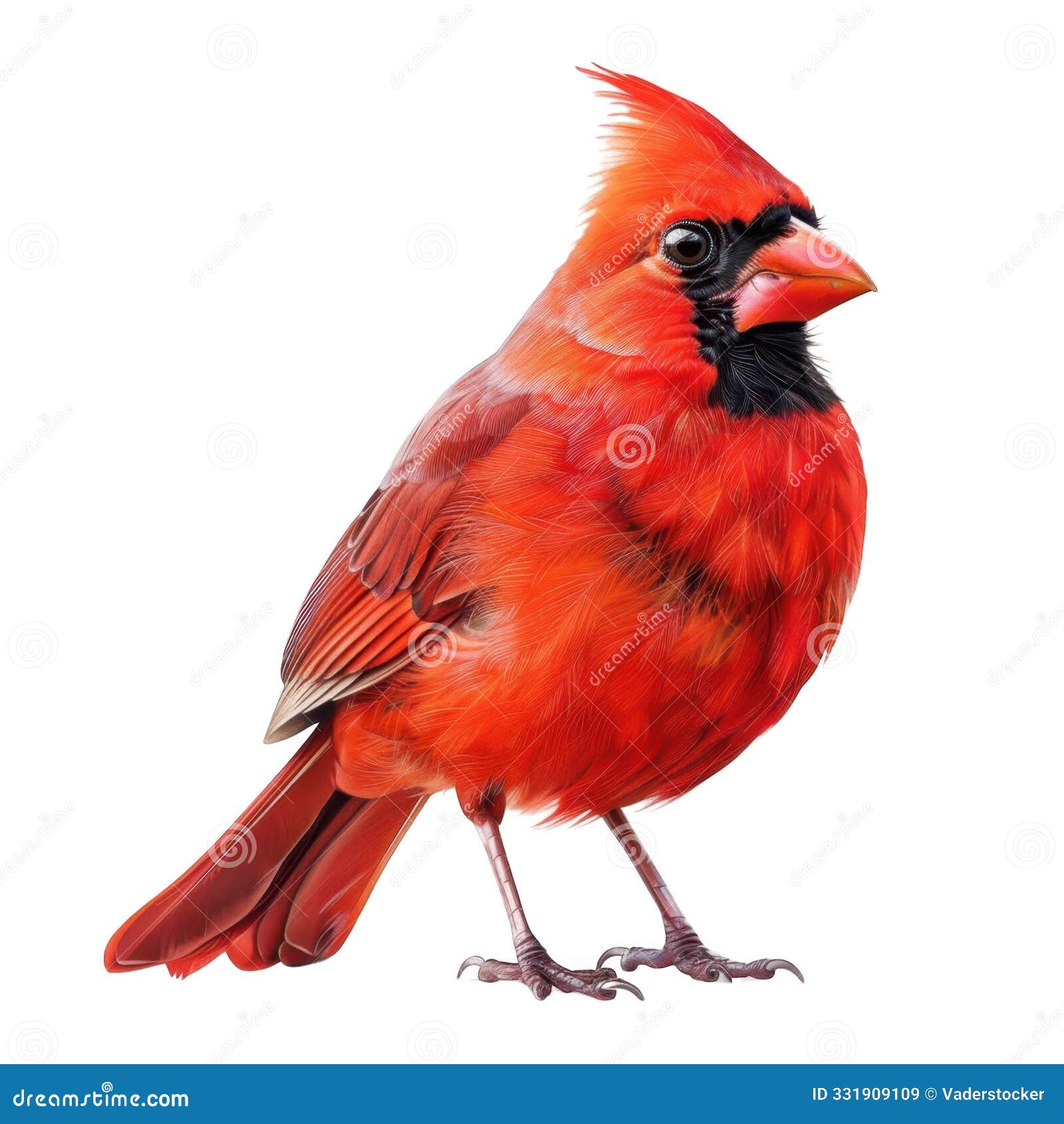 A Vibrant Red Cardinal Bird with Black Eyes and a Black Crest Stock ...