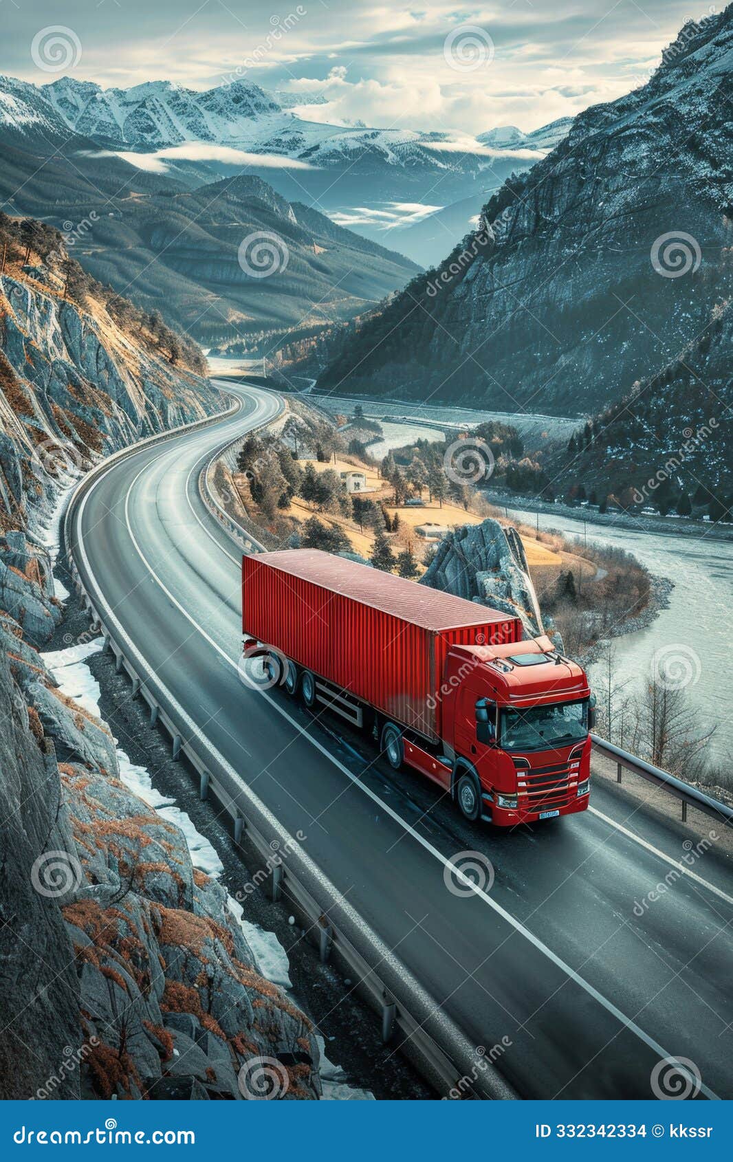 Vibrant Red Container Truck Symbolizes Efficient Logistics on the ...