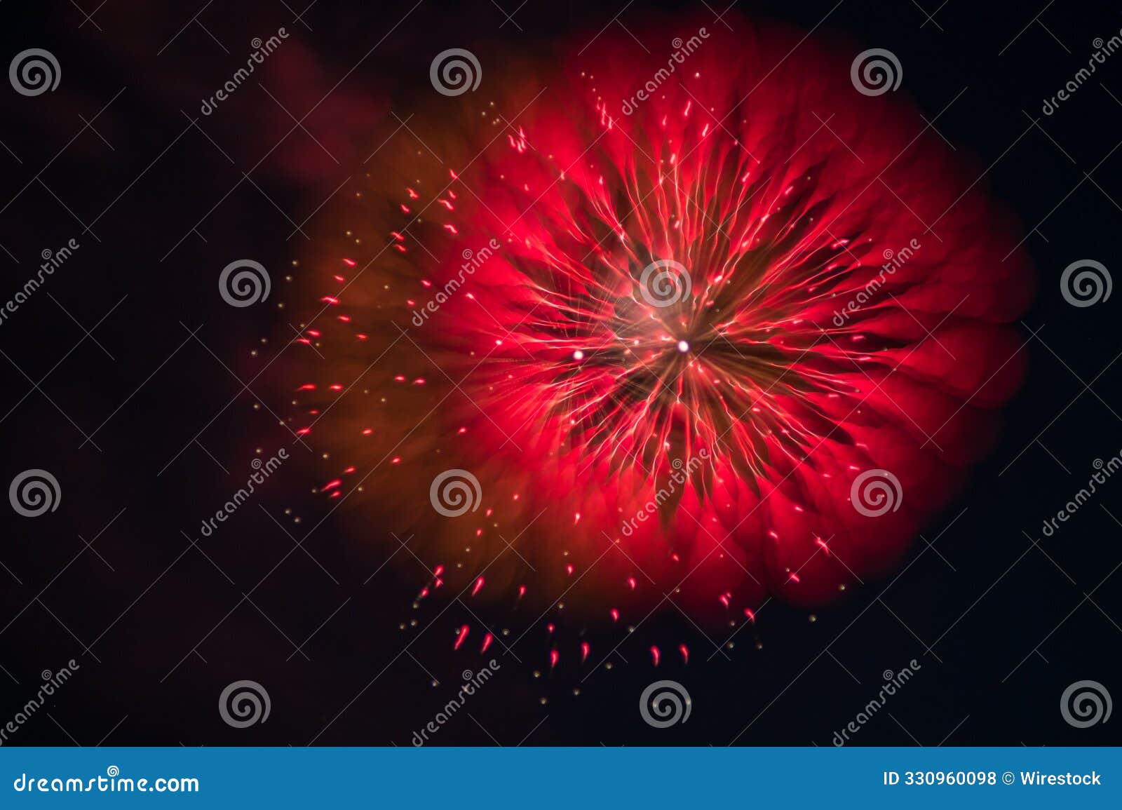 Vibrant Red Firework Exploding in the Night Sky Stock Photo - Image of ...