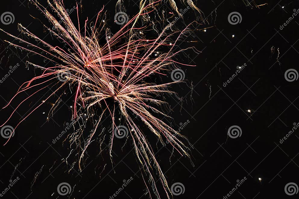 Red Firework Lights Sparkling in the Black Sky Stock Image - Image of ...