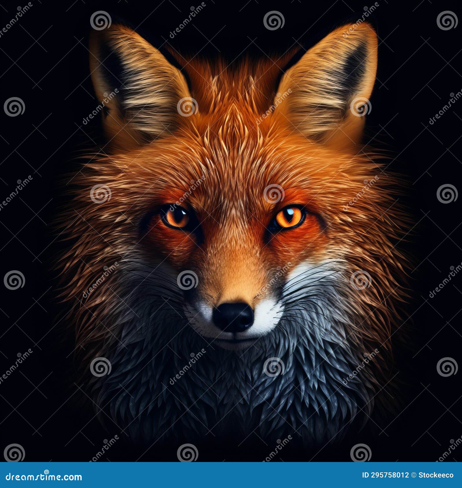 Vibrant Red Fox Face with Wide Eyes - Realistic Hyper-detailed ...