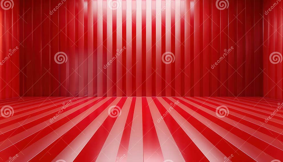 Bright Red Striped Interior Space with Vertical and Horizontal Lines ...