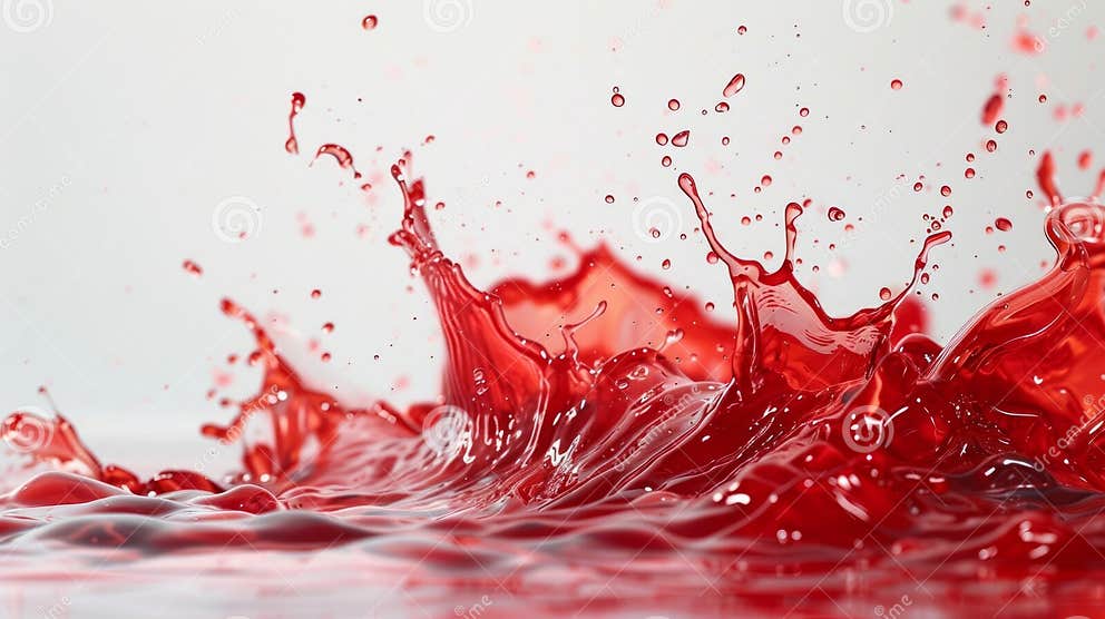 The Vibrant Red Liquid Splashes Intensely, Forming a Striking and ...