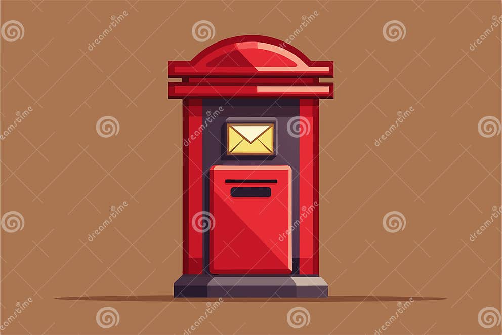 A Vibrant Red Mail Post Stands Alone, Featuring an Envelope Symbol on ...