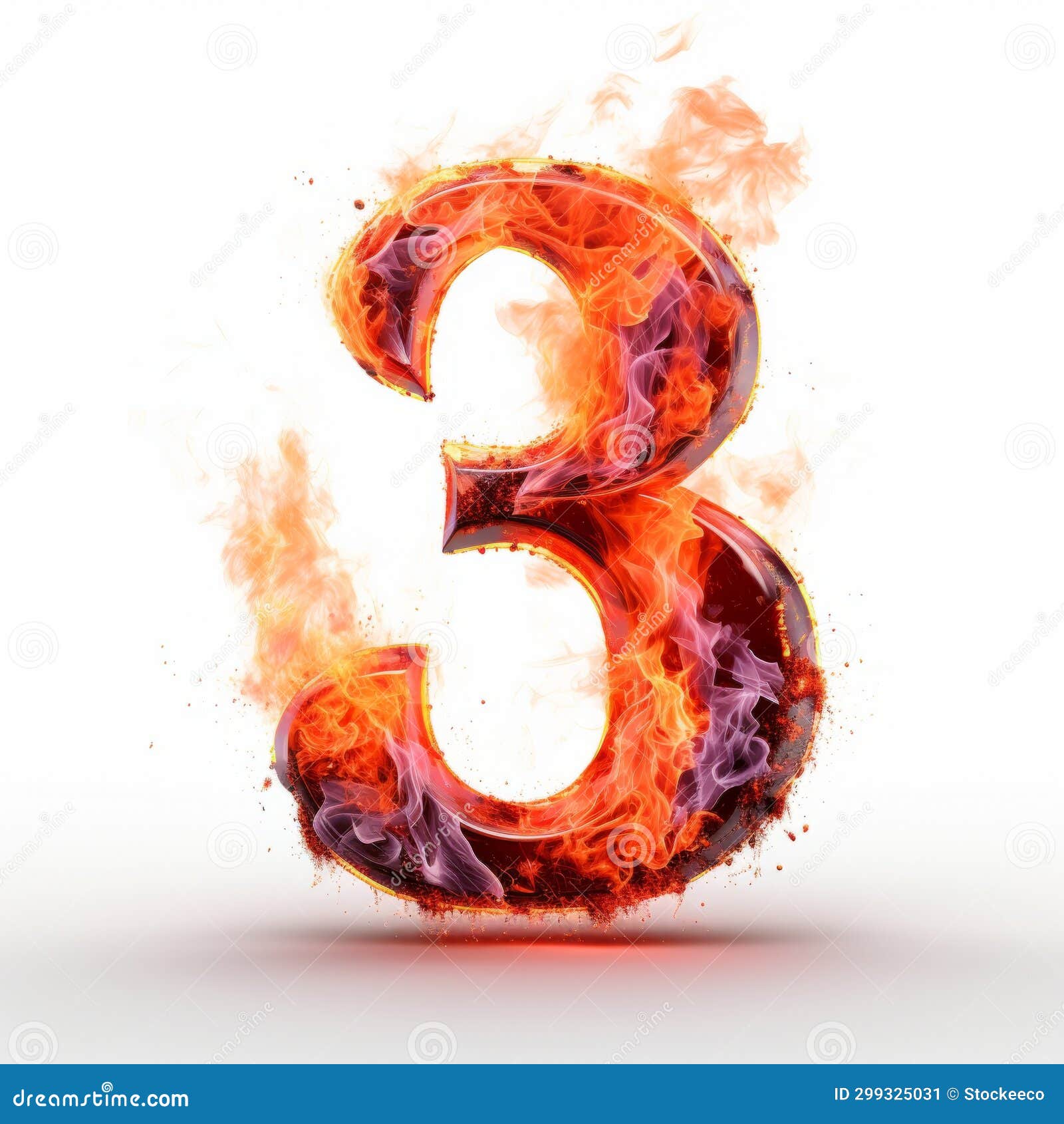 Vibrant Red Number 3: a Fiery and Expressive Artwork Stock Illustration ...