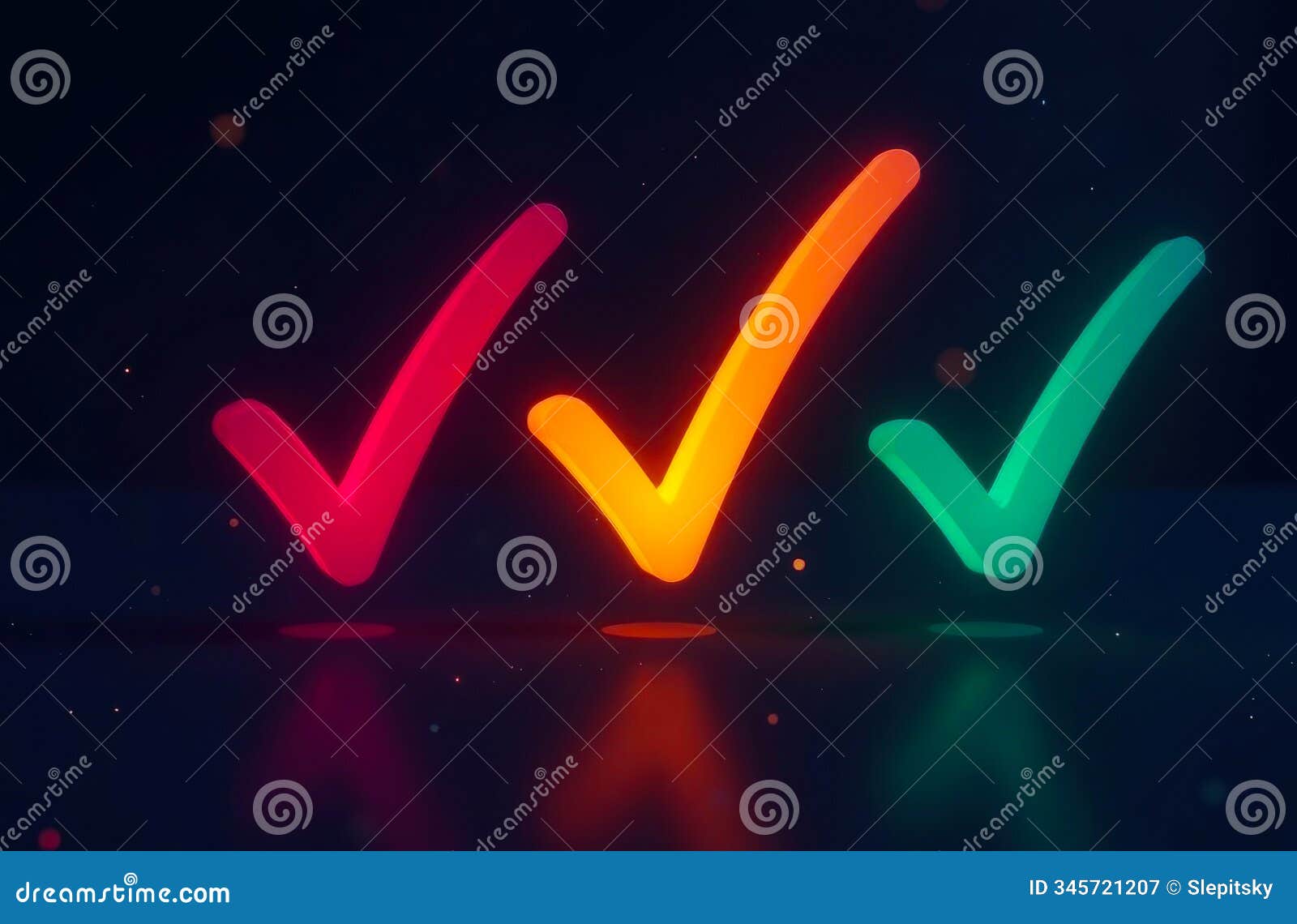Vibrant Red, Orange, and Green Check Marks Glow on a Dark Background ...