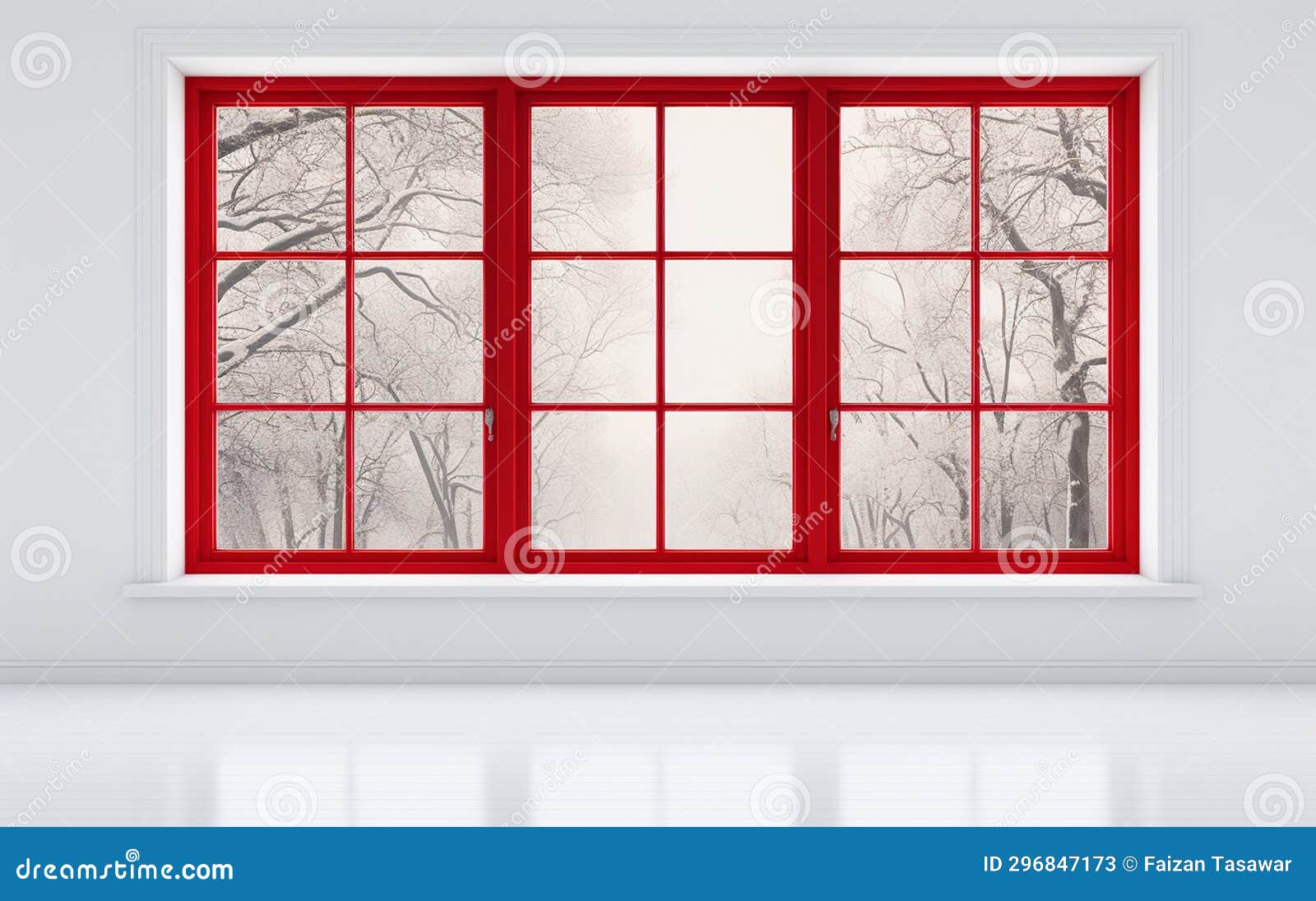 Vibrant Red Picture Windows on White -Generative Ai Stock Illustration ...