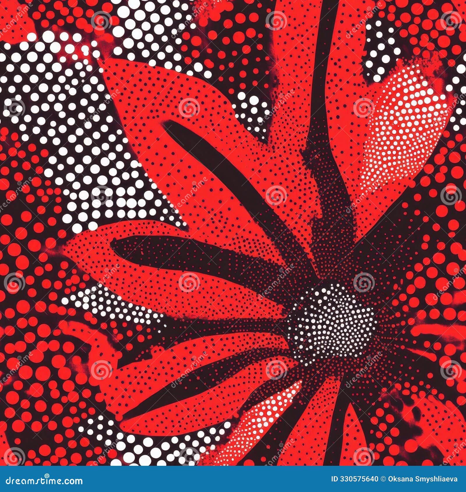 Vibrant Red Pop Art Flower with Halftone Dots Background Stock Photo ...