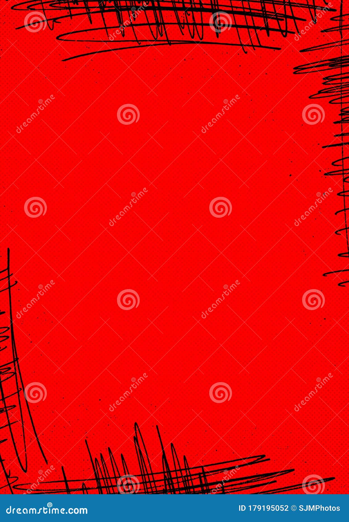 A Vibrant Red Portrait Retro Design Background with Scribble Strokes in ...