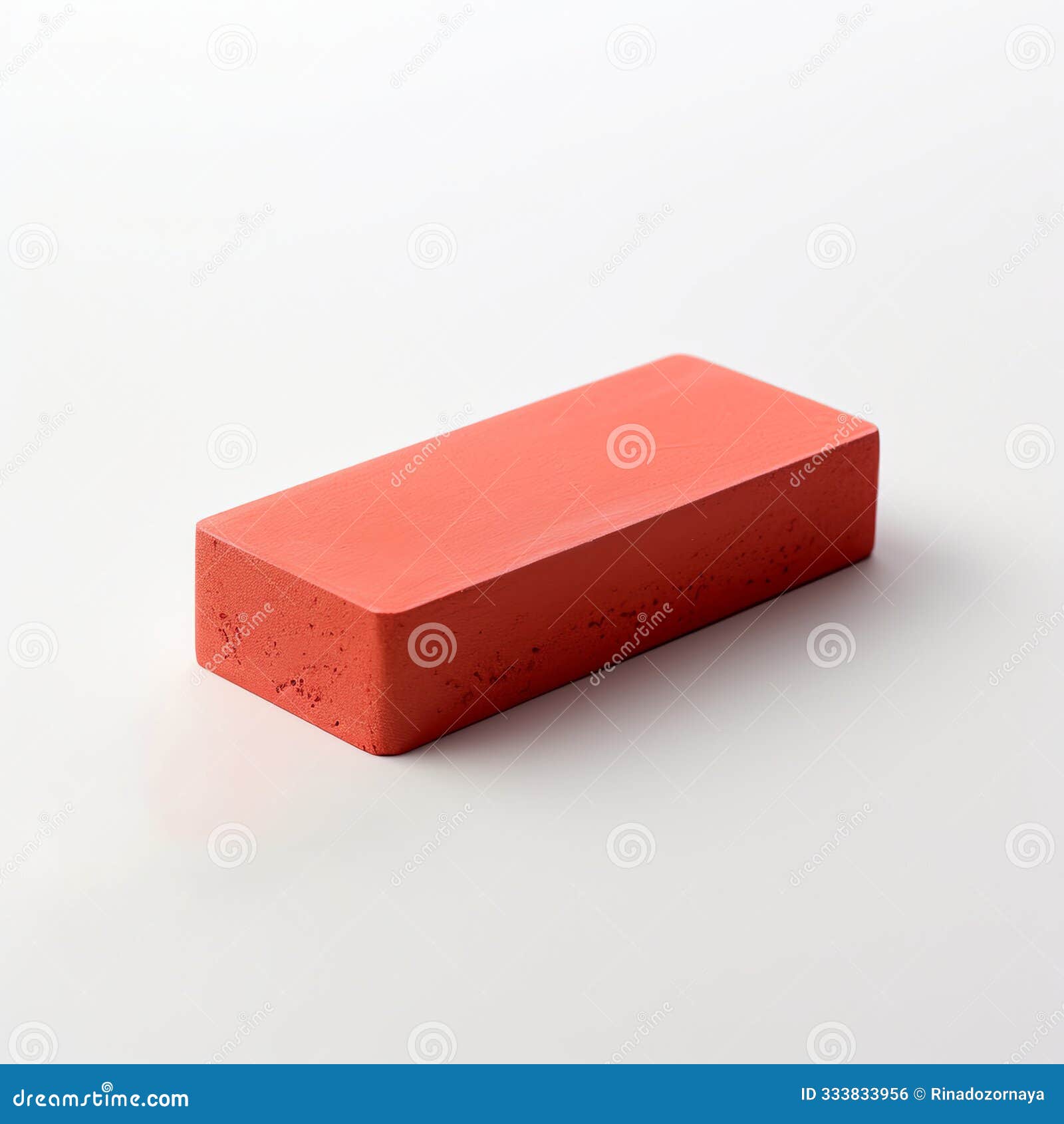 Vibrant Red Rectangular Eraser Solid Brick Isolated on White Background ...