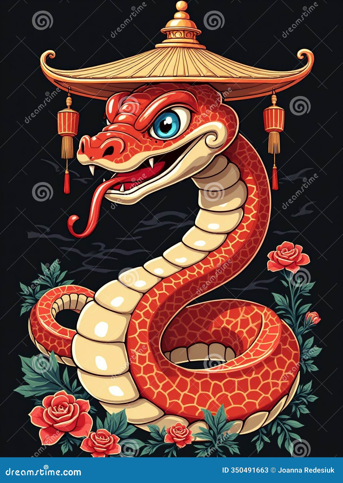 Snake Coils Rabbit Paper Cutting Vector Illustration | CartoonDealer ...