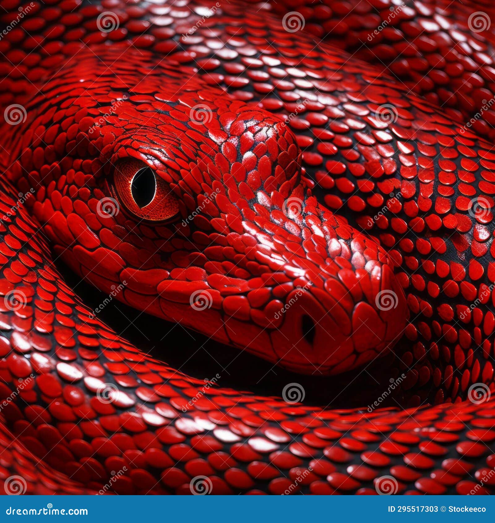 Vibrant Red Snake Hyperrealistic Pointillism Wall Art Installation ...