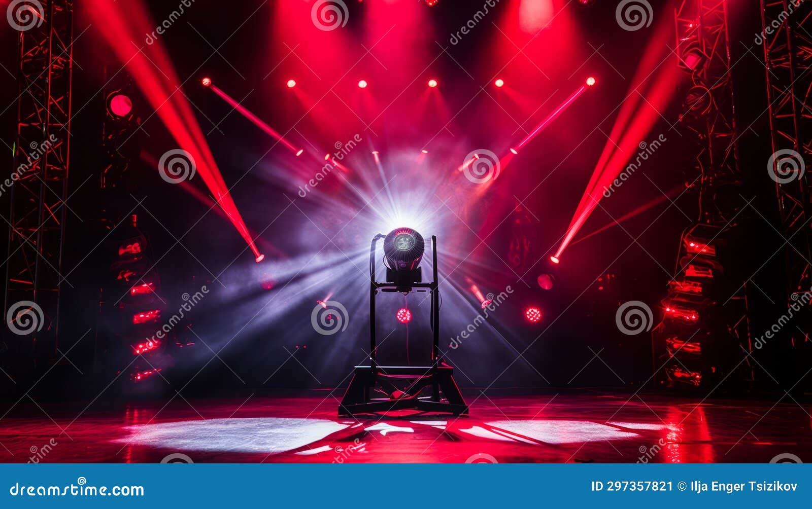 Vibrant Red Stage Spotlight Illuminating the Captivating Performance on ...
