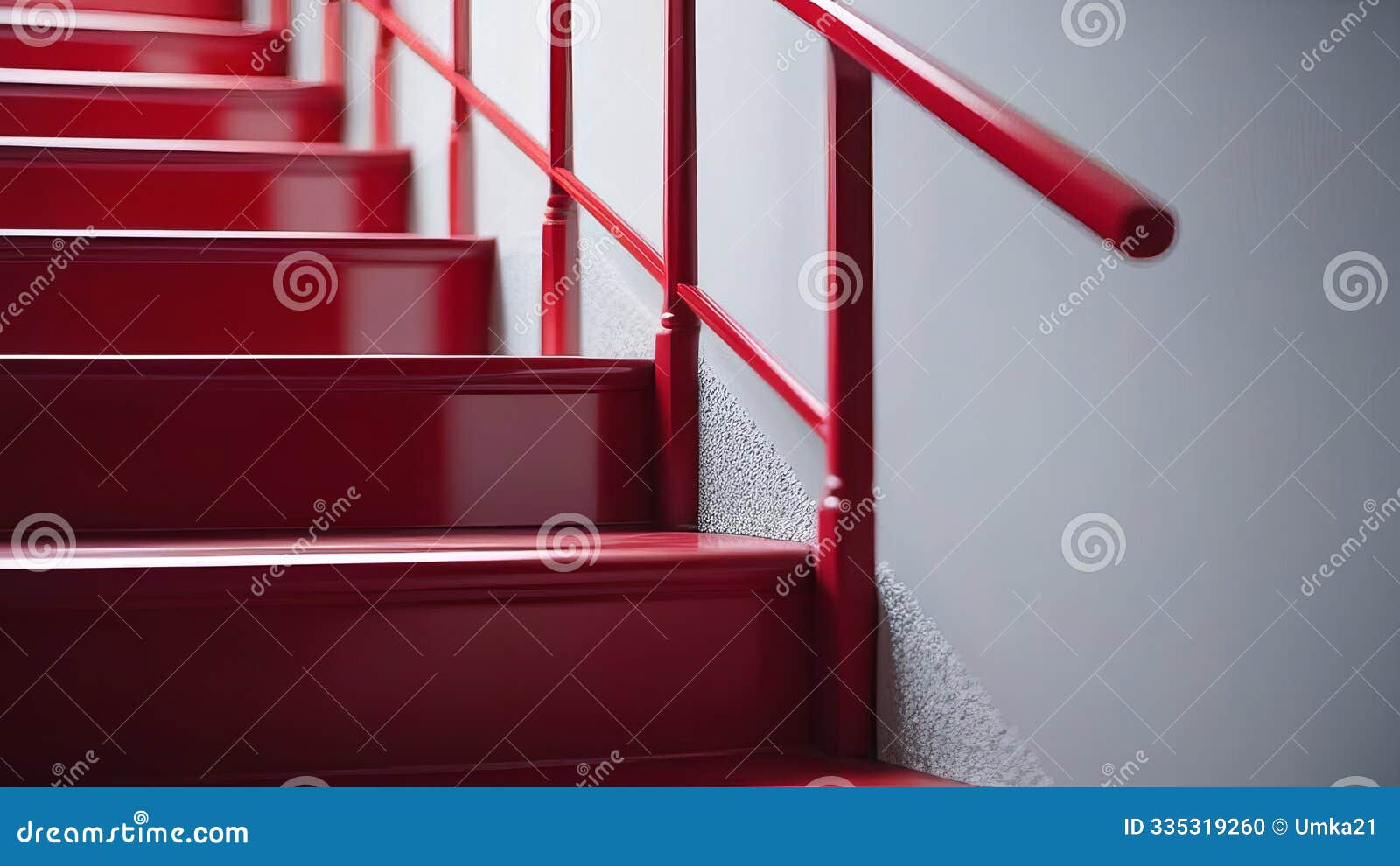 Vibrant Red Staircase with Sleek Handrail in Modern Architectural ...
