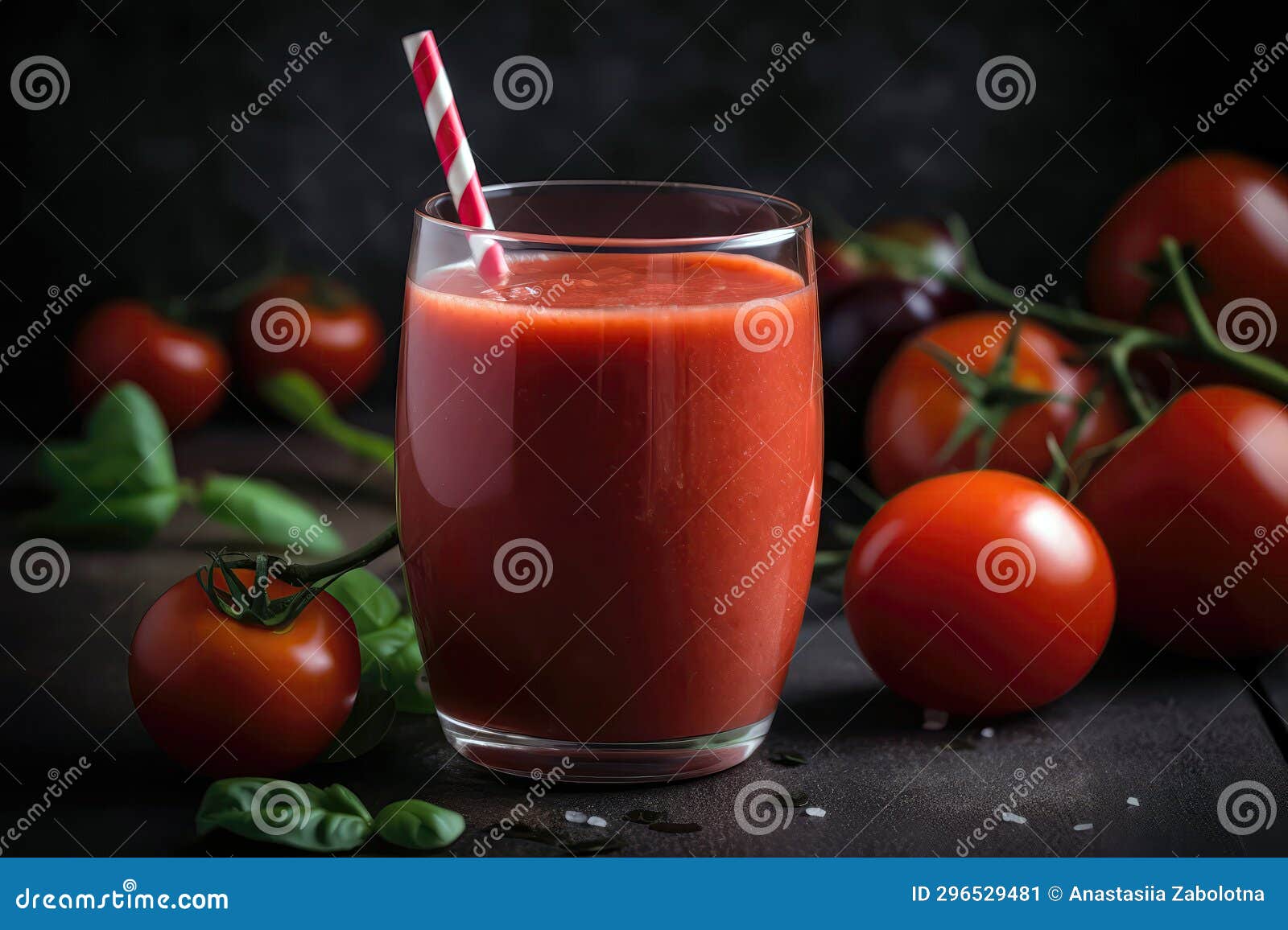 Vibrant Red Tomato Smoothie in Clear Glass with Straw. Generative AI ...