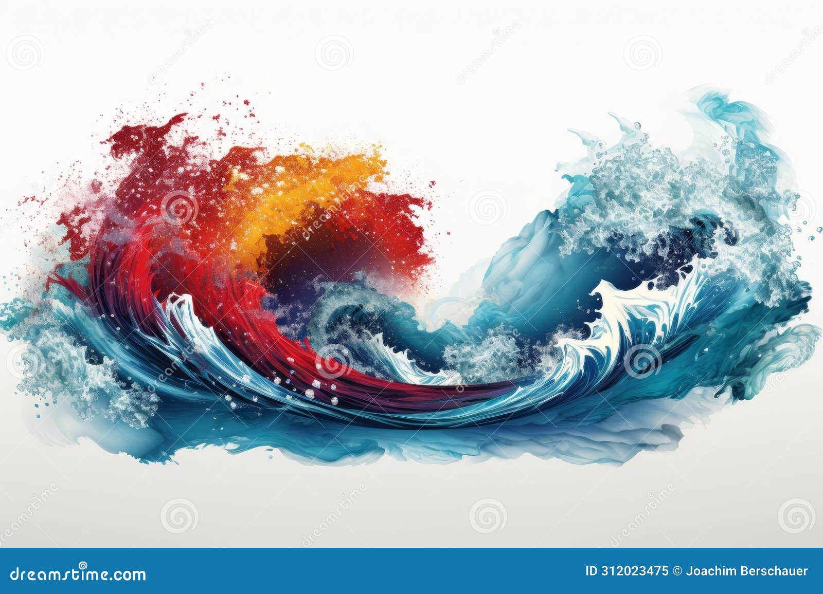 Vibrant Red Wave Art Showing the Wind S Effect on Water Against a White ...