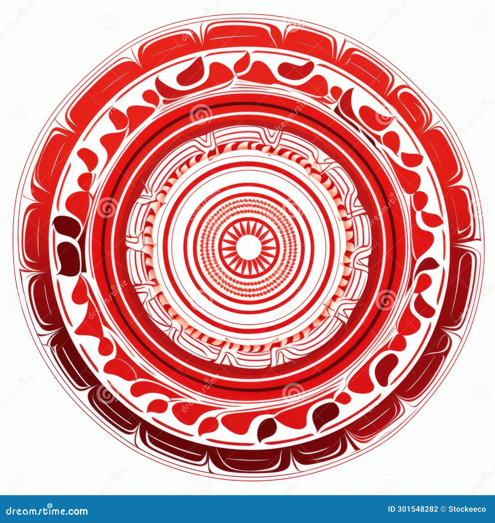 Red Circular Maori Art Design with Psychological Phenomena ...