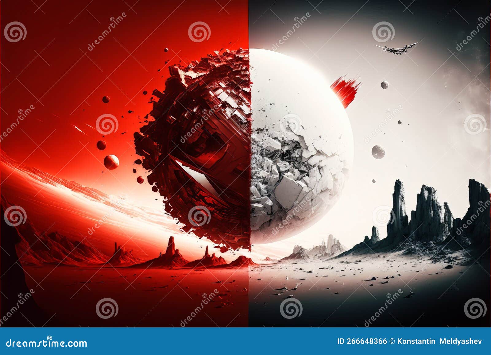 A Vibrant Red and White Landscape Where Two Parallel Worlds Collide ...