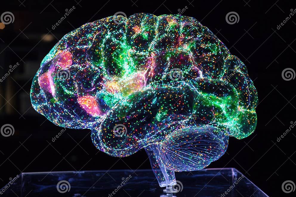 A Vibrant Representation of a Brain Illuminated with Colorful Lights ...