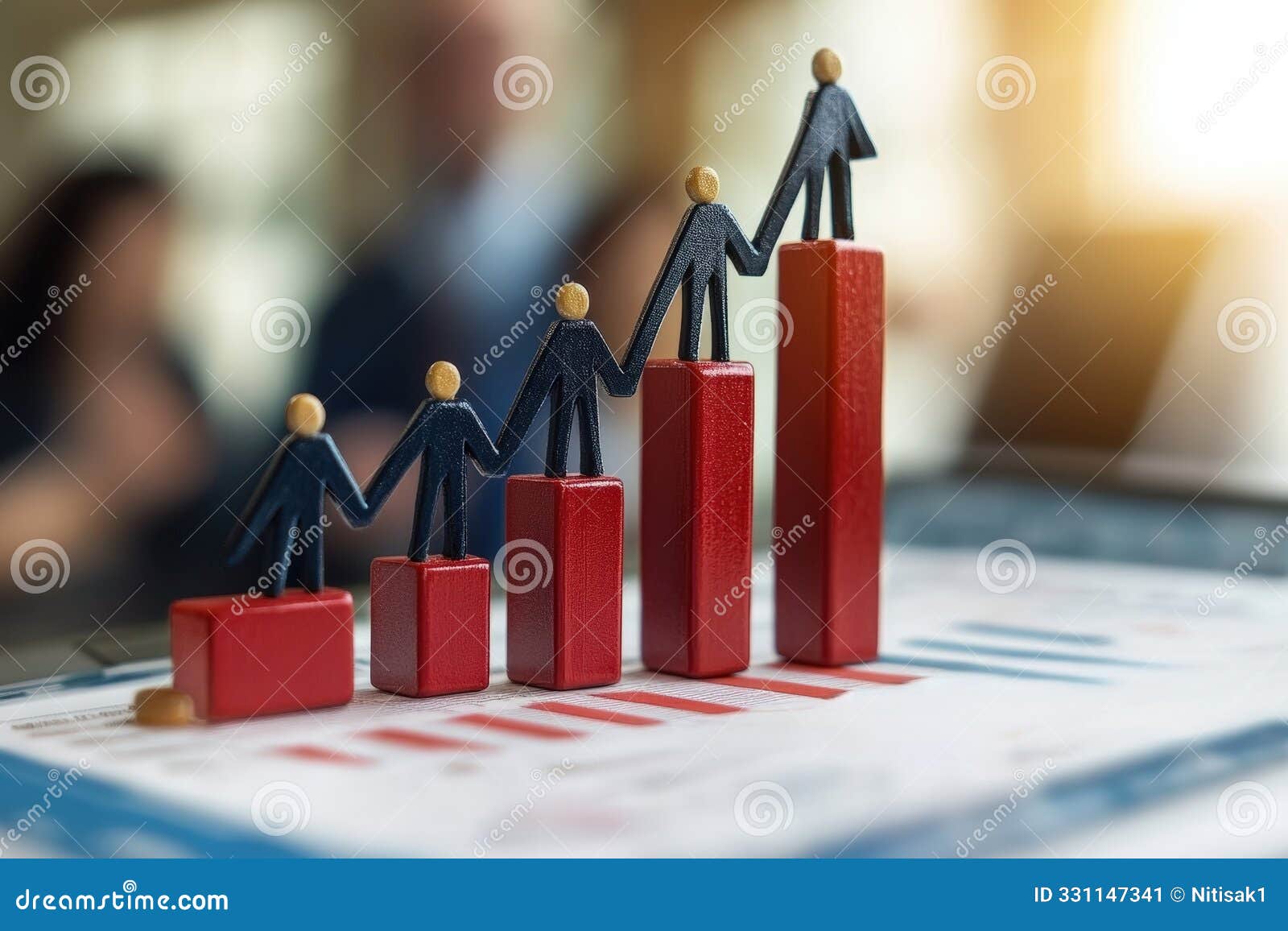A Vibrant Representation of Growth with Miniature Figures Climbing Red ...