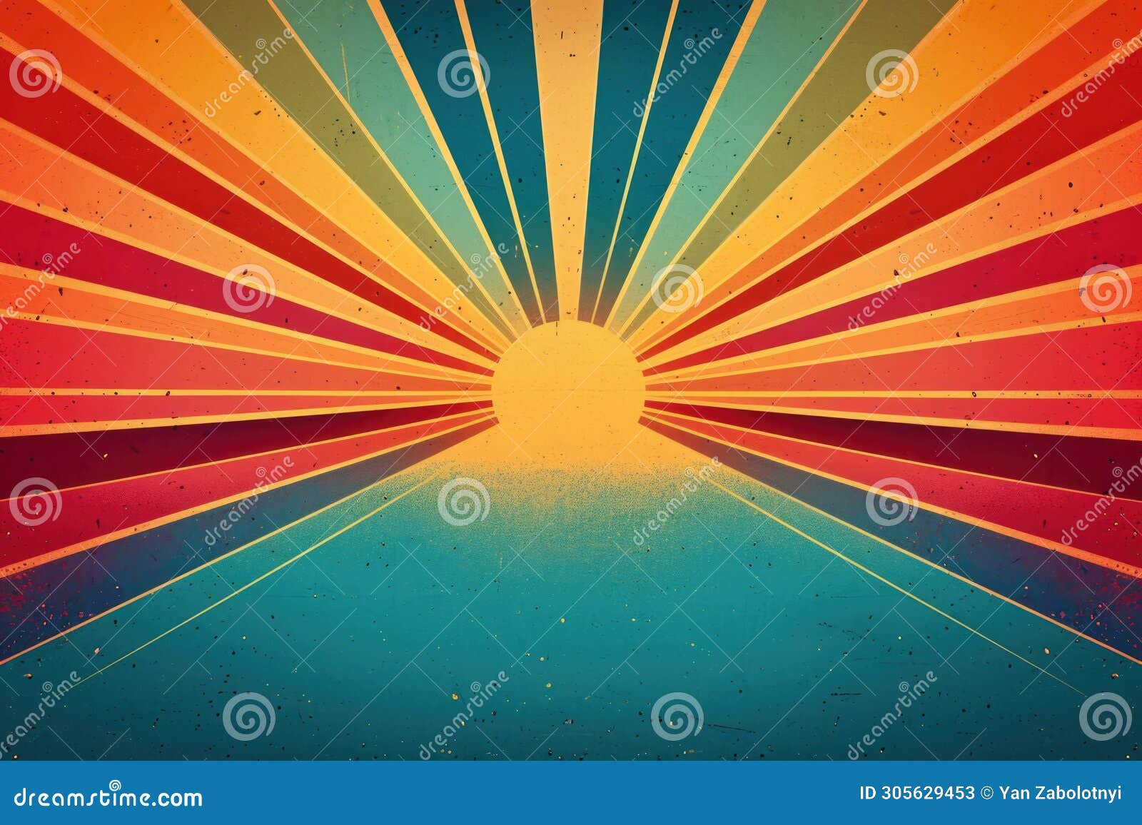 A Vibrant Retro Background with a Bright Sunburst Representing Stock ...