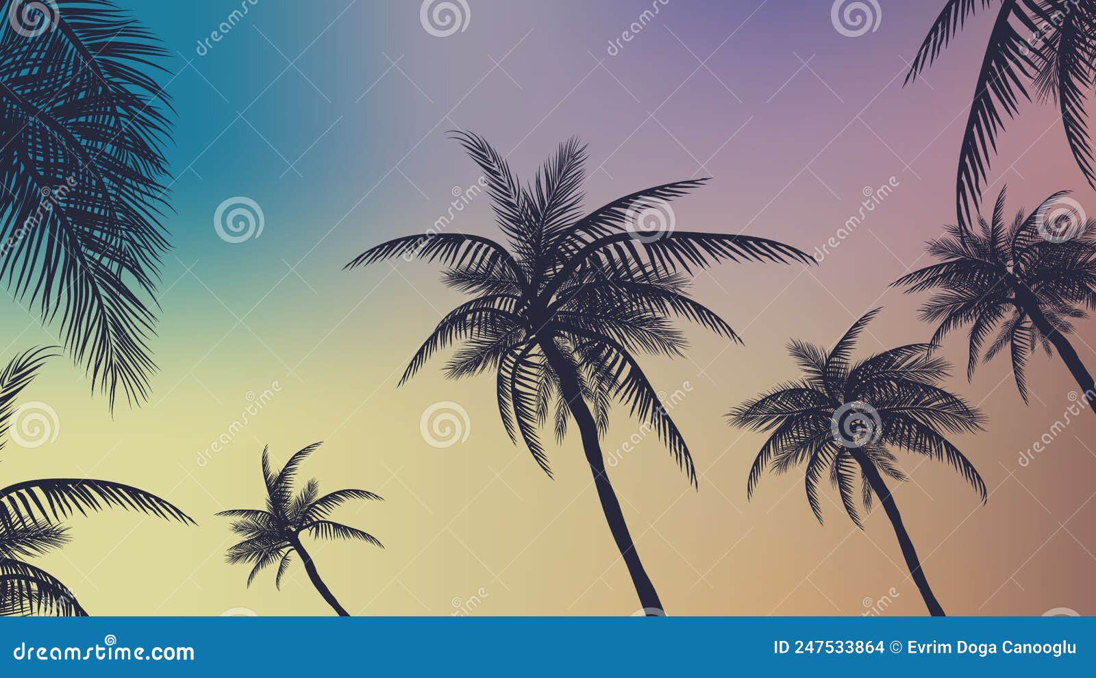 Vibrant Retro Hawaii Sunset Palm Trees Stock Photo - Image of beach ...
