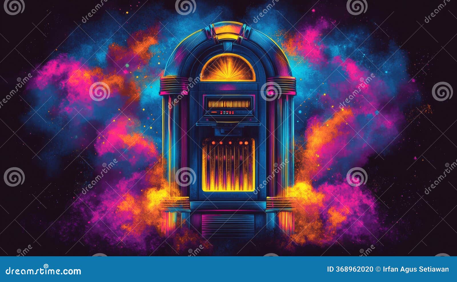 Retro Jukebox Technical Drawings Vector Illustration | CartoonDealer ...