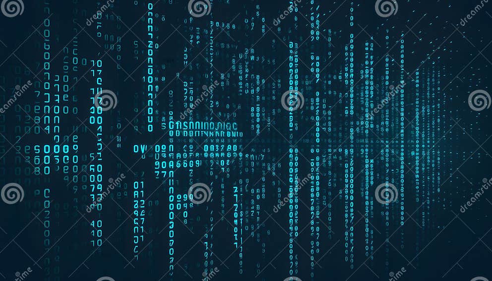 Neon Blue Matrix Code Texture Background Stock Illustration ...