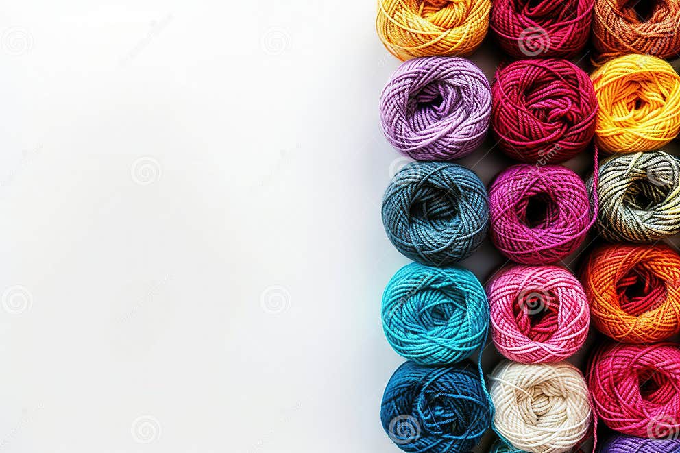 Vibrant Rolls of Yarn Sit Neatly Arranged, Offering a Perfect Backdrop ...