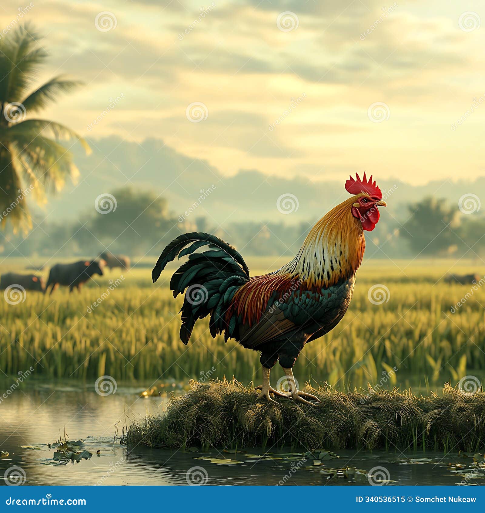 Vibrant Rooster Poster With Detailed 2d Game Art Style Royalty-Free ...