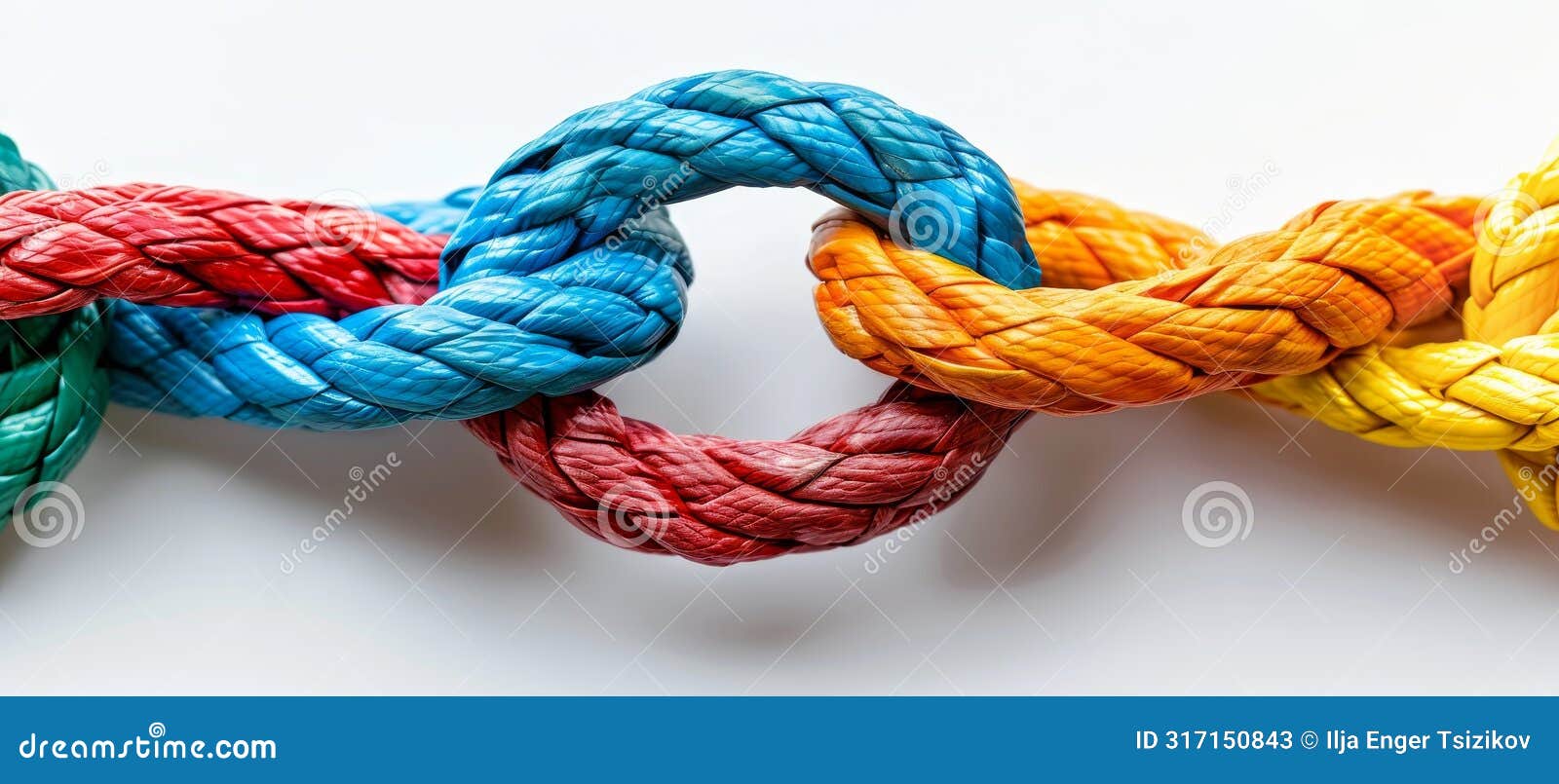 Vibrant Ropes Intertwined on White Backdrop Symbolizing Unity ...