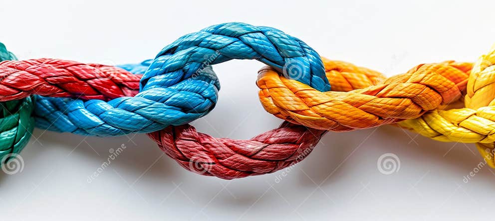 Vibrant Ropes Intertwined on White Backdrop Symbolizing Unity ...