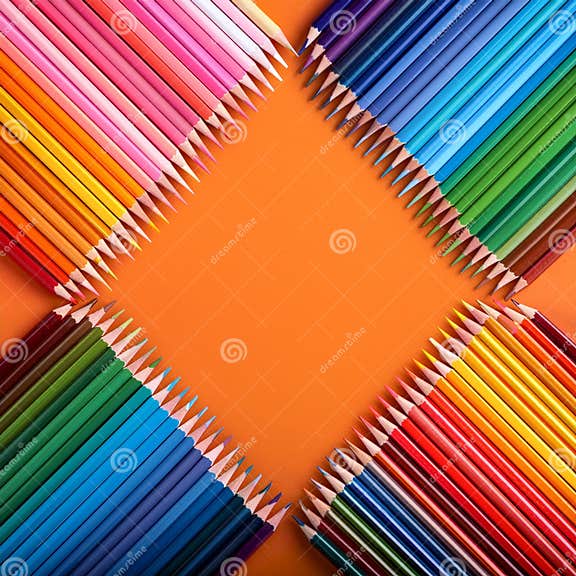 Colorful Pencils Arrange in Rectangle Gradient Background, 100 Days of ...