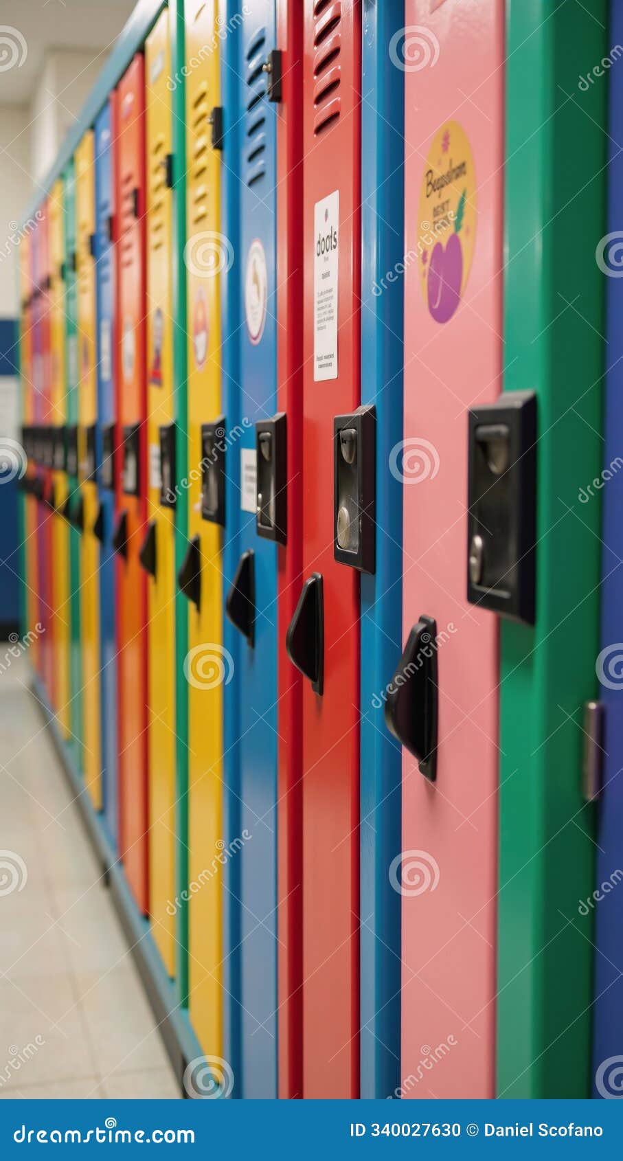 Vibrant Rows of School Lockers Line Up Neatly Stock Illustration ...