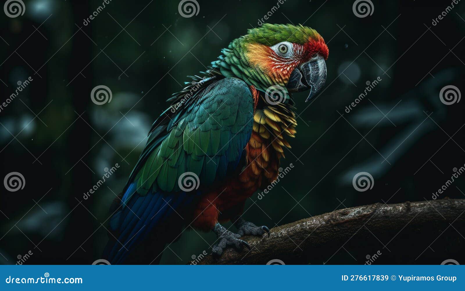 Vibrant Scarlet Macaw Perched on Tropical Branch Generated by AI Stock ...